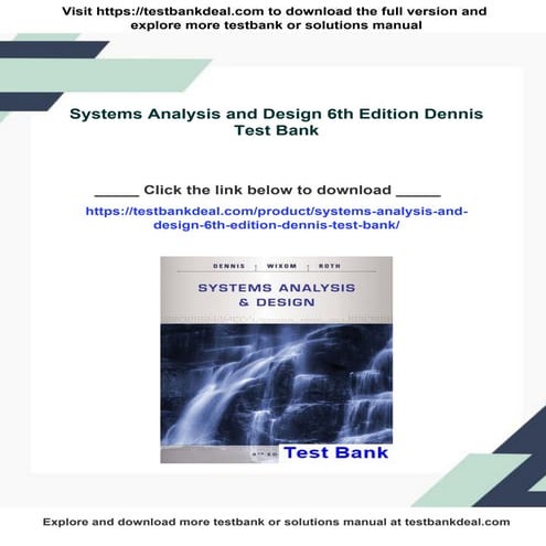 Systems Analysis and Design 6th Edition Dennis Test Bank | PDF
