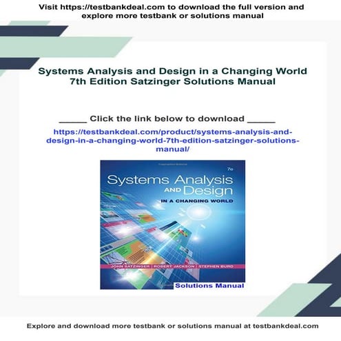 Systems Analysis and Design in a Changing World 7th Edition Satzinger Solutions Manual | PDF