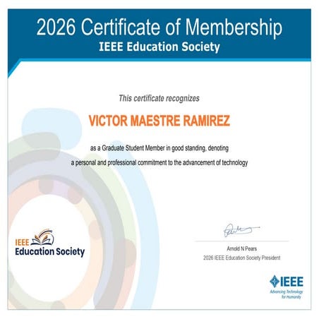 2026 Certificate of Membership - IEEE Education Society - VICTOR ...