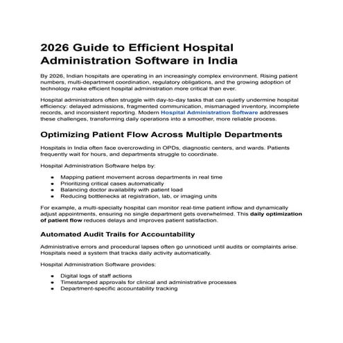 2026 Guide to Efficient Hospital Administration Software in India | PDF