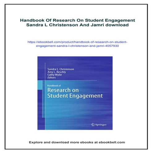 Handbook Of Research On Student Engagement Sandra L Christenson And ...