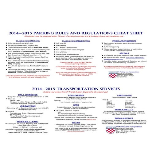 2014-2015 Rules and Regulations Cheat Sheet | PDF