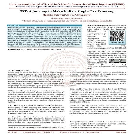 Economics Class 12 CBSE project on GST (Goods and Services Tax) | PDF