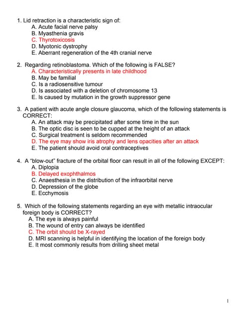 118 ophthalmology Questions & Answers - MCQ | DOCX