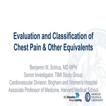 203 - Evaluation and Classification of Chest Pain and Other Equivalents ...