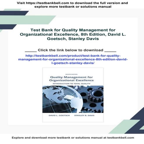 Test Bank for Quality Management for Organizational Excellence, 8th ...