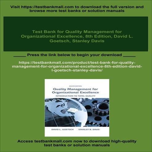 Test Bank for Quality Management for Organizational Excellence, 8th ...