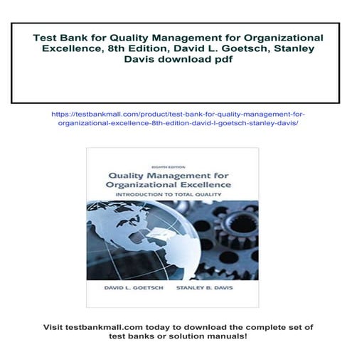 Test Bank for Quality Management for Organizational Excellence, 8th ...