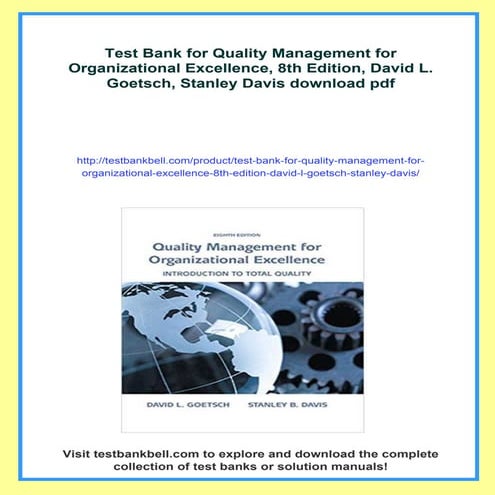 Test Bank for Quality Management for Organizational Excellence, 8th ...