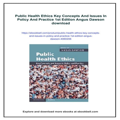 Public Health Ethics Key Concepts And Issues In Policy And Practice 1st ...
