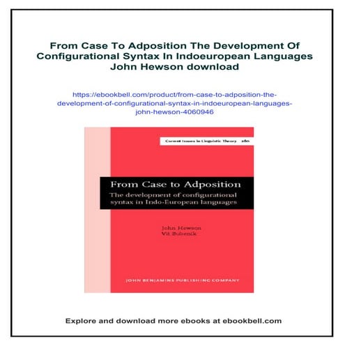 From Case To Adposition The Development Of Configurational Syntax In ...