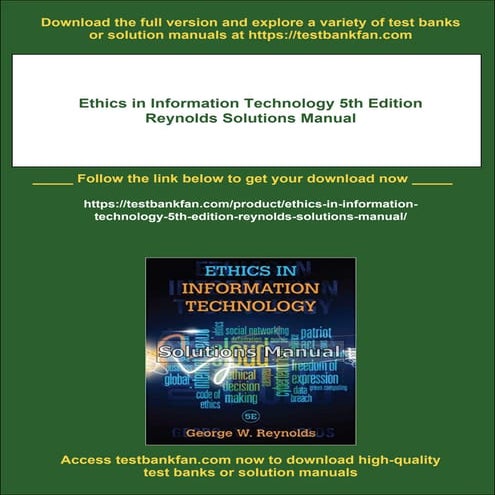 Ethics in Information Technology 5th Edition Reynolds Solutions Manual | PDF