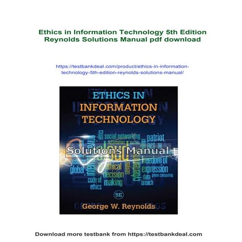 Ethics in Information Technology 5th Edition Reynolds Solutions Manual | PDF
