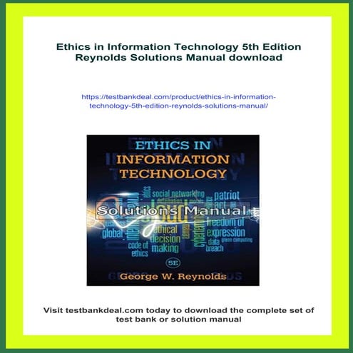 Ethics in Information Technology 5th Edition Reynolds Solutions Manual | PDF