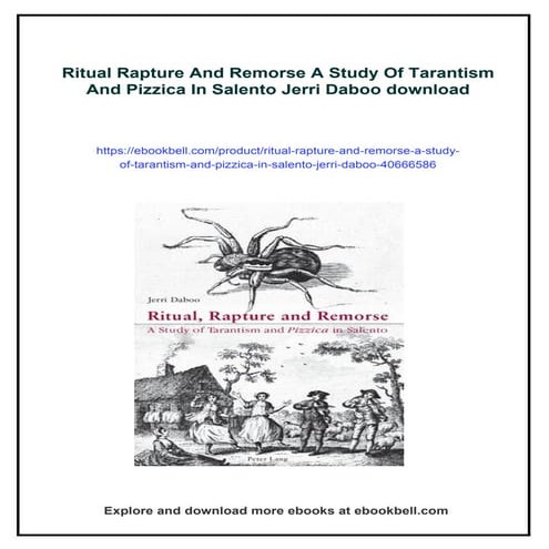 Ritual Rapture And Remorse A Study Of Tarantism And Pizzica In Salento ...