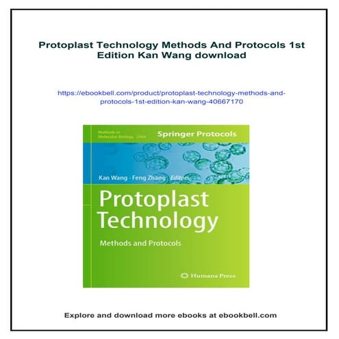 Protoplast Technology Methods And Protocols 1st Edition Kan Wang | PDF