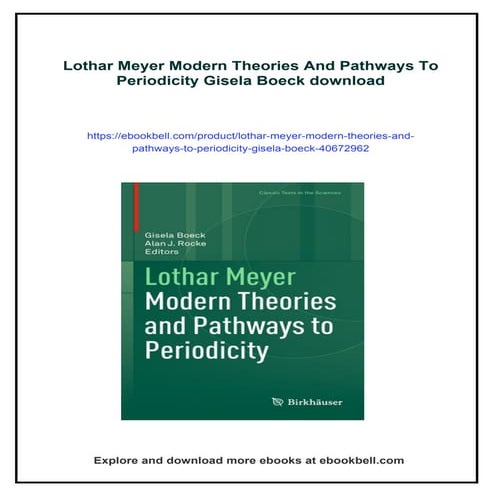 Lothar Meyer Modern Theories And Pathways To Periodicity Gisela Boeck | PDF