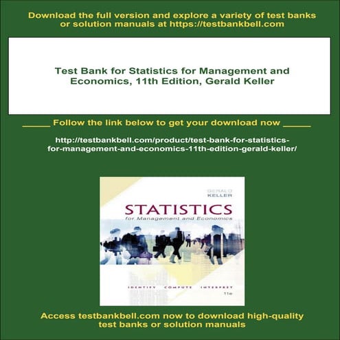 Test Bank for Statistics for Management and Economics, 11th Edition ...