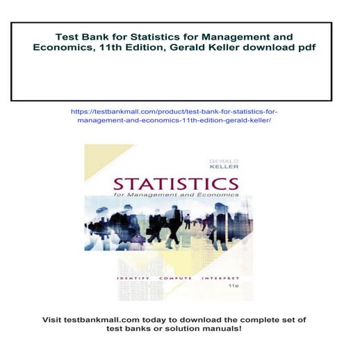 Test Bank for Statistics for Management and Economics, 11th Edition ...