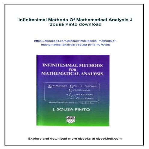 Infinitesimal Methods Of Mathematical Analysis J Sousa Pinto | PDF