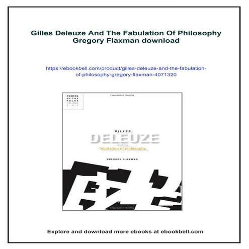 Gilles Deleuze And The Fabulation Of Philosophy Gregory Flaxman | PDF