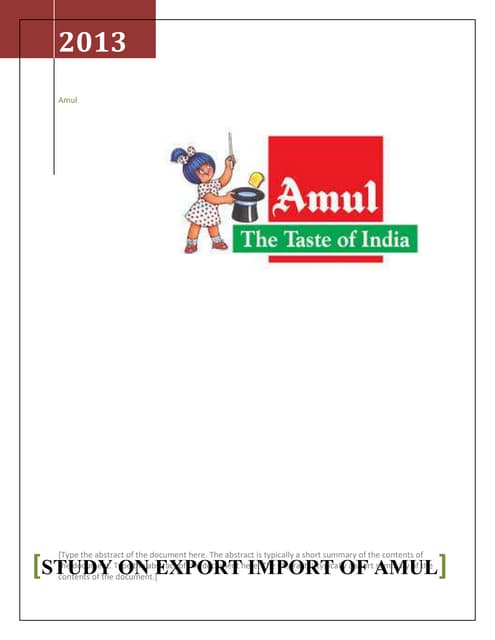 amul. introduction and history | DOCX | Agriculture | Industries