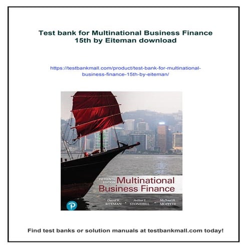 Test bank for Multinational Business Finance 15th by Eiteman | PDF