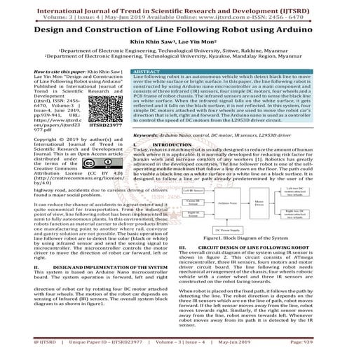 Design And Construction Of Line Following Robot Using Arduino Pdf Computer Peripherals