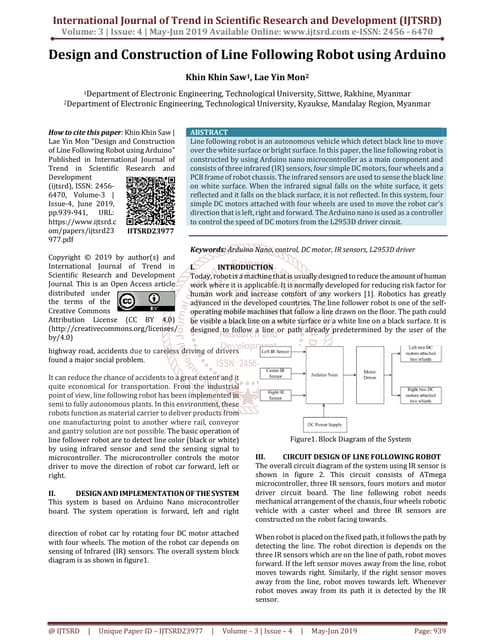 Design And Construction Of Line Following Robot Using Arduino Pdf Computer Peripherals
