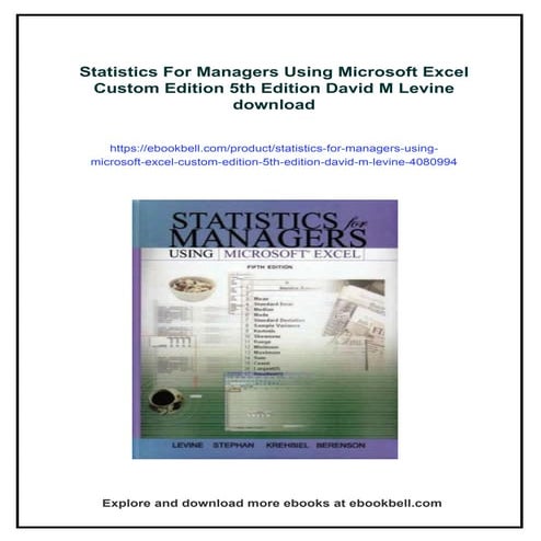 Statistics For Managers Using Microsoft Excel Custom Edition 5th ...
