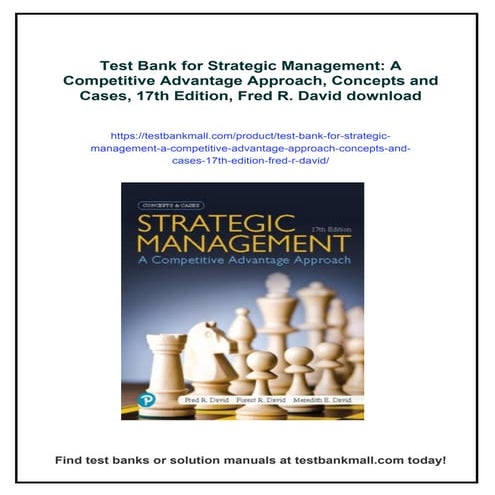Test Bank for Strategic Management: A Competitive Advantage Approach ...