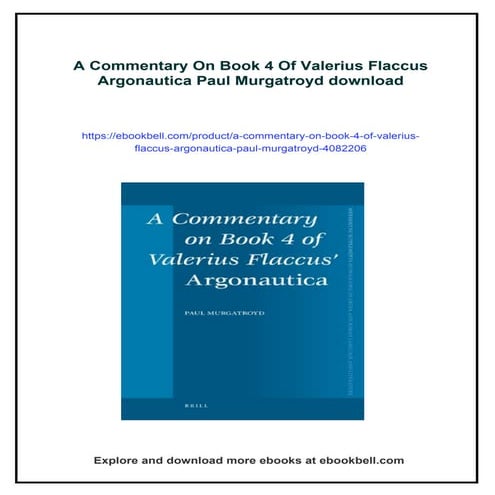 A Commentary On Book 4 Of Valerius Flaccus Argonautica Paul Murgatroyd ...