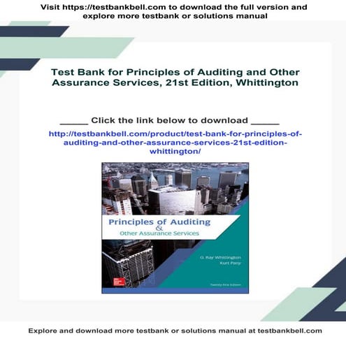 Test Bank for Principles of Auditing and Other Assurance Services, 21st ...