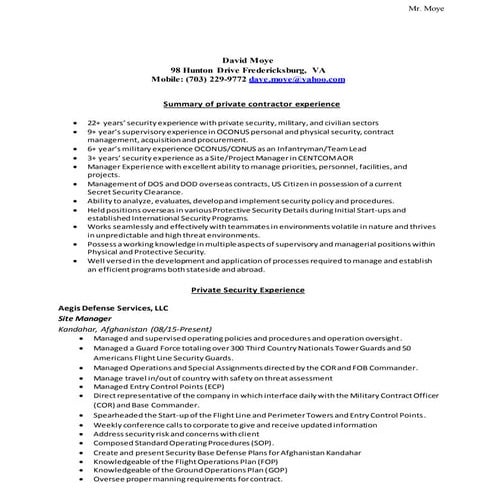 Moye David_Site Manager Resume 1 | DOCX