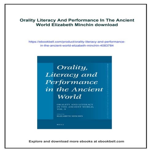 Orality Literacy And Performance In The Ancient World Elizabeth Minchin ...