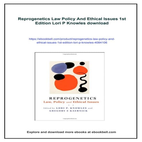 Reprogenetics Law Policy And Ethical Issues 1st Edition Lori P Knowles ...