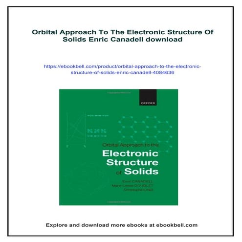 Orbital Approach To The Electronic Structure Of Solids Enric Canadell | PDF