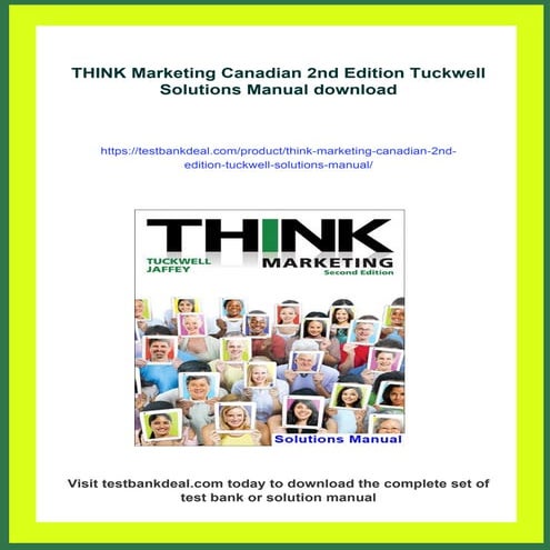 THINK Marketing Canadian 2nd Edition Tuckwell Solutions Manual | PDF