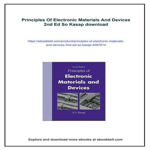 Principles Of Electronic Materials And Devices 2nd Ed So Kasap | PDF
