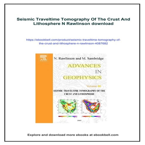Seismic Traveltime Tomography Of The Crust And Lithosphere N Rawlinson ...