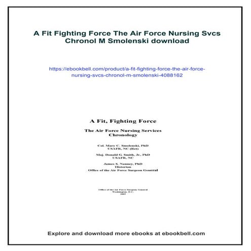 A Fit Fighting Force The Air Force Nursing Svcs Chronol M Smolenski | PDF