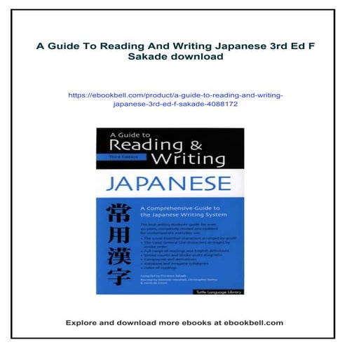 A Guide To Reading And Writing Japanese 3rd Ed F Sakade | PDF