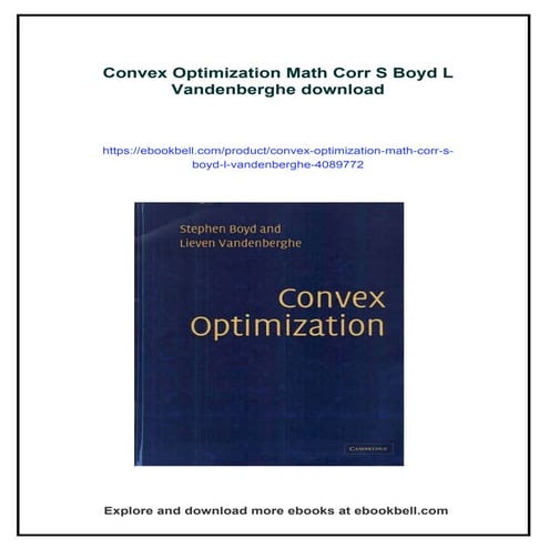 Convex Optimization Math Corr S Boyd L Vandenberghe | PDF