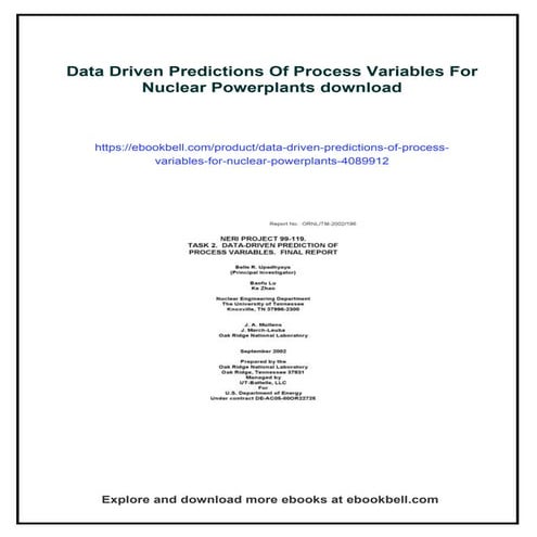 Data Driven Predictions Of Process Variables For Nuclear Powerplants | PDF