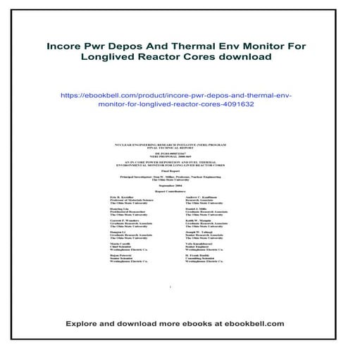Incore Pwr Depos And Thermal Env Monitor For Longlived Reactor Cores | PDF