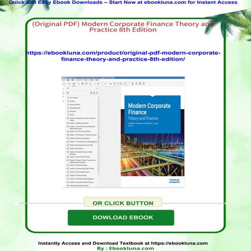 (Original PDF) Modern Corporate Finance Theory and Practice 8th Edition | PDF