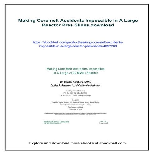 Making Coremelt Accidents Impossible In A Large Reactor Pres Slides | PDF