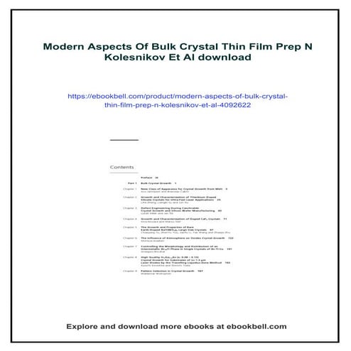Modern Aspects Of Bulk Crystal Thin Film Prep N Kolesnikov Et Al | PDF