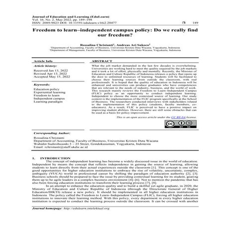 Freedom to learn–independent campus policy: Do we really find our ...