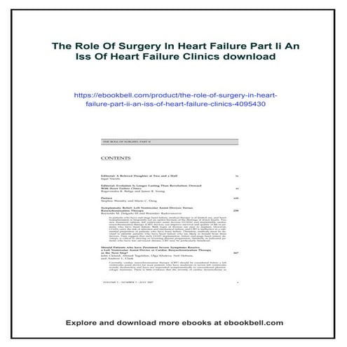The Role Of Surgery In Heart Failure Part Ii An Iss Of Heart Failure ...